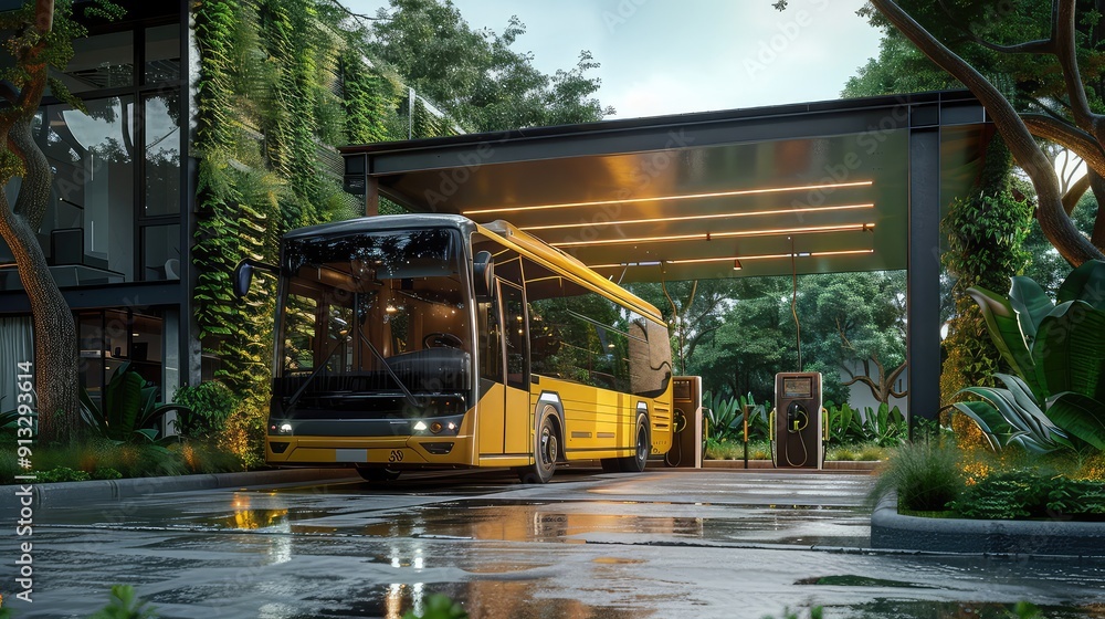 Eco-Friendly School Bus Charging Station - Sustainable Transportation ...