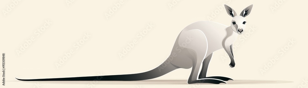 Minimalist kangaroo with pouch, 2D vector, clean and basic, simple ...