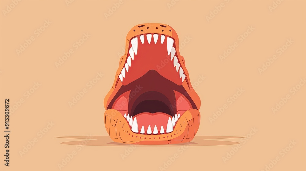 Crocodile with mouth wide open, minimalist style, clean lines, basic 2D ...