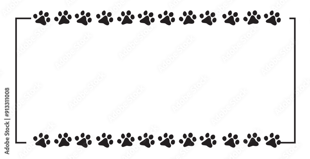 pet footprint frame.Dog Paw frames, Black Dog Paw silhouettes. Hand ...