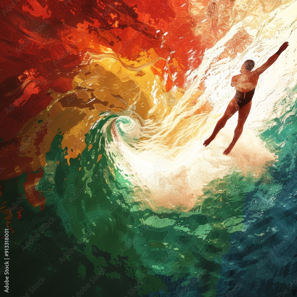 Dynamic Diver: A Stylized Representation of Men's 3m Springboard Diving ...