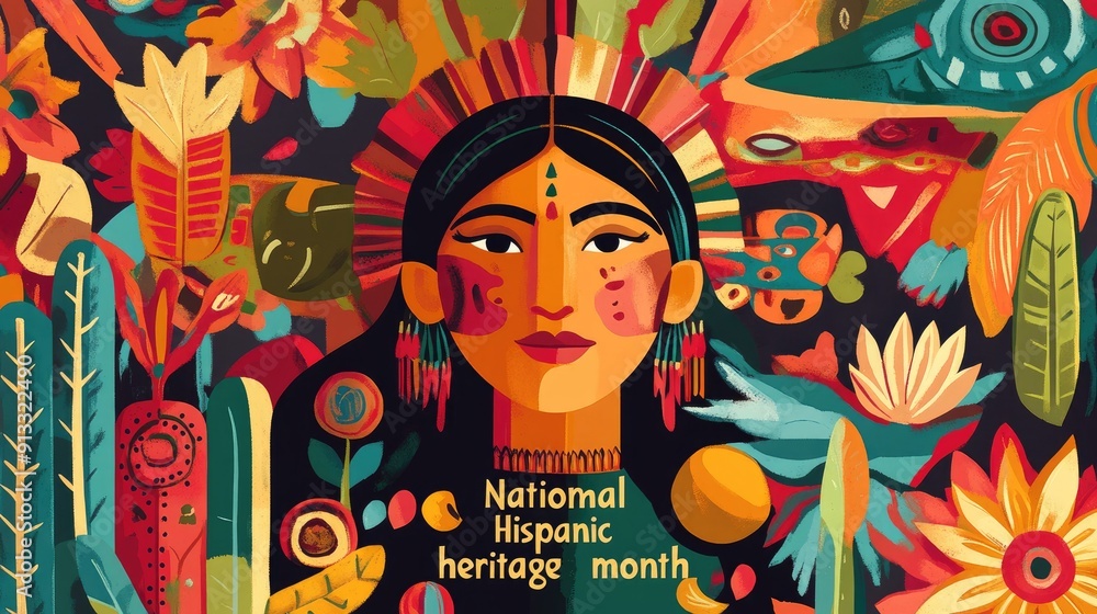 illustration National Hispanic Heritage Month, which depicts woman's ...