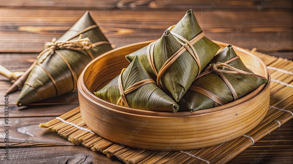 Traditional Chinese rice dumpling made of glutinous rice wrapped in ...