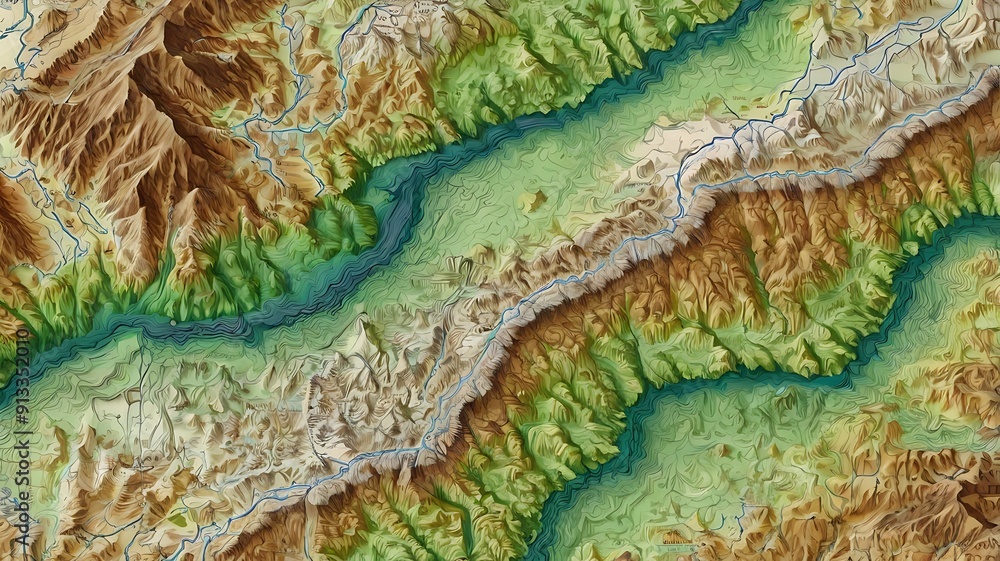 Topographic map featuring a detailed layout of contour lines that ...