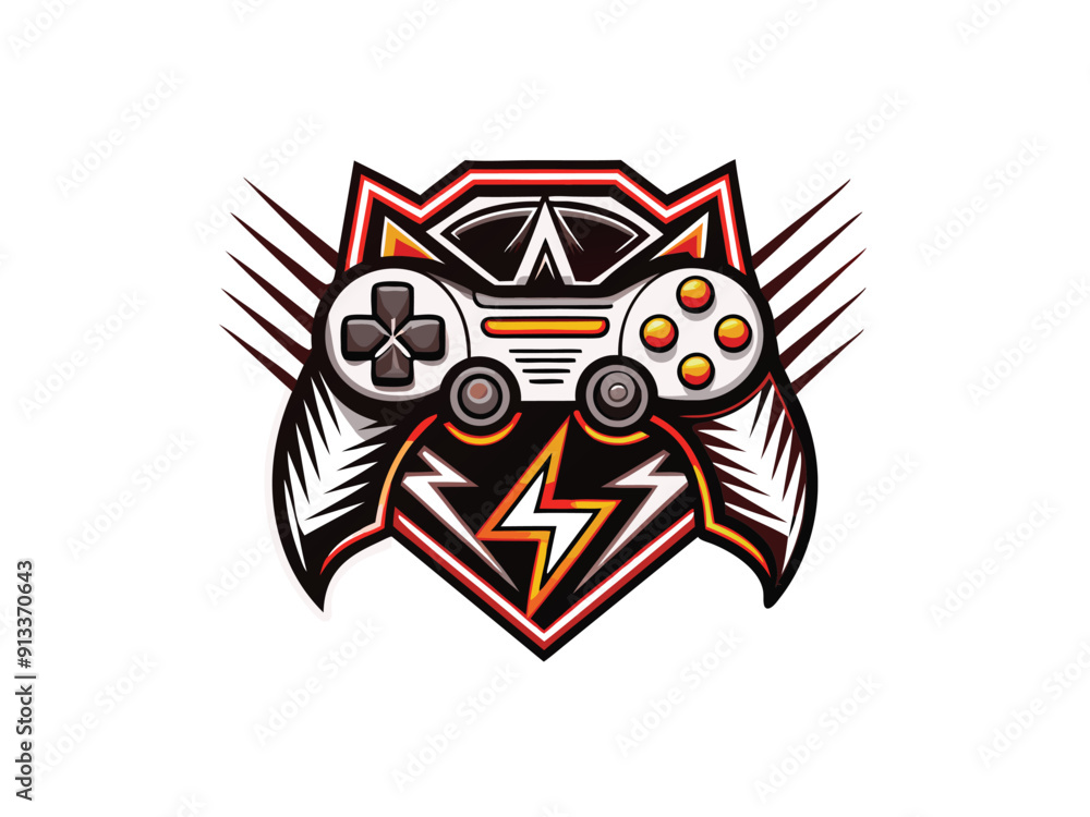 Create a vector logo with a stylized "C" shaped like a video game ...