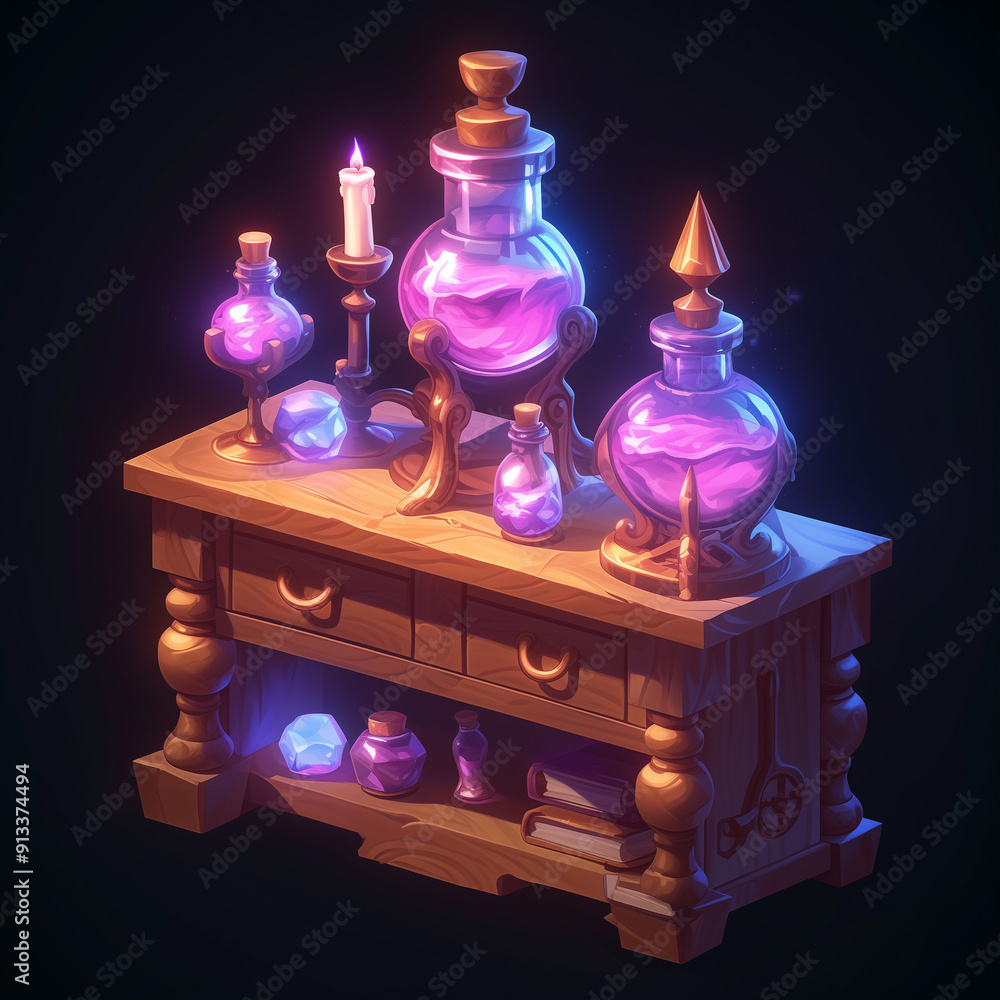 Alchemist's Workbench Magical Potions and Alchemy Tools Stock ...