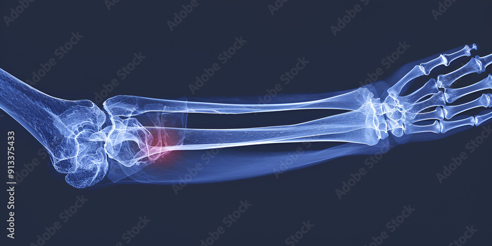 X-ray Visualization of Human Arm Highlighting Fracture in Radius and ...