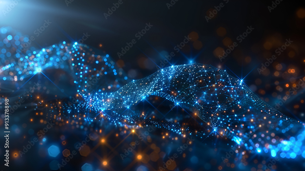 DNA strands under the microscope, with glowing neuronal connections in ...