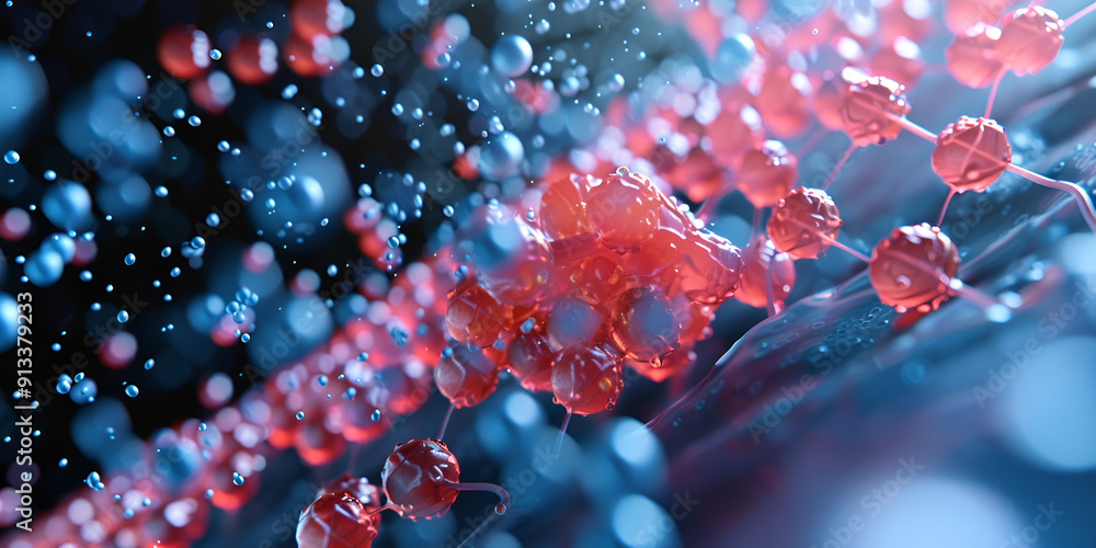 Detailed molecular structure visualization highlighting the complexity of atomic bonds and ...