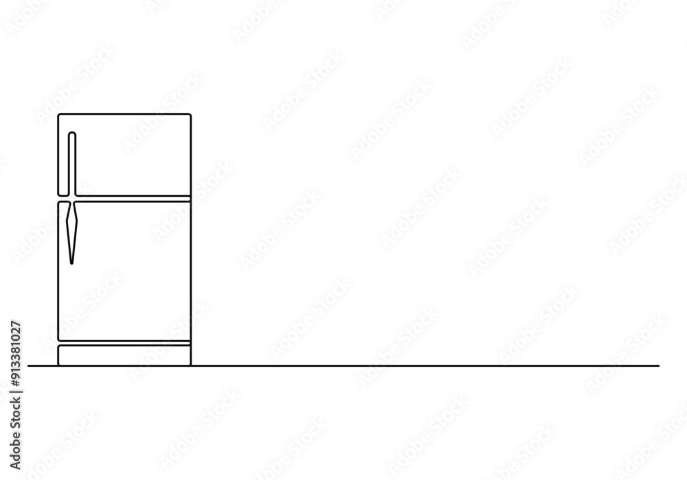 Refrigerator continuous one line drawing vector illustration. Pro ...