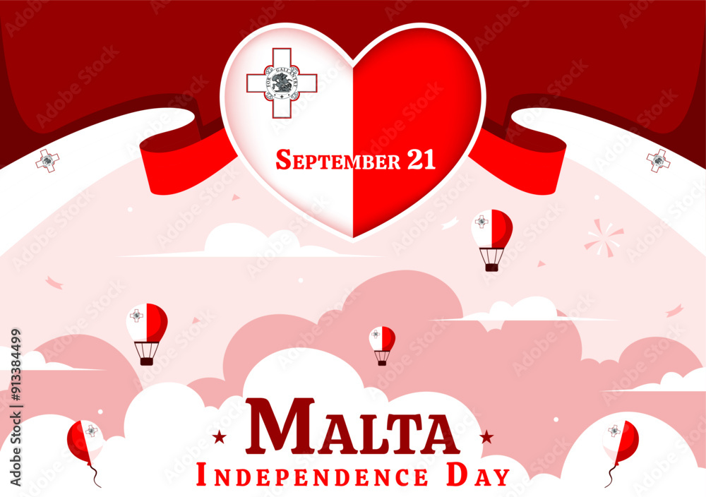 Happy Independence Day of Malta Vector Illustration Celebrating 21st ...