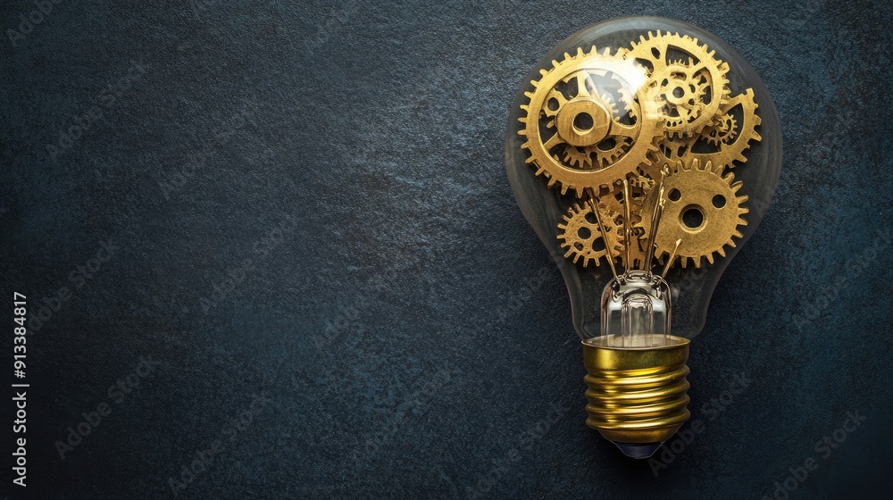 Light bulb with gears, representing creativity and engineering ideas ...