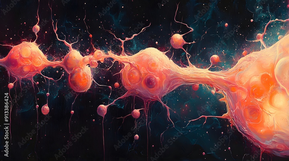 Abstract illustrations of neural networks, synapses, and brain pathways ...