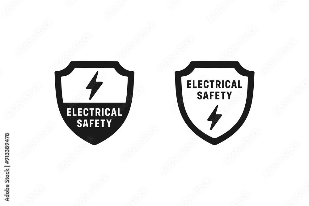 Vetor de Electrical safety label or electrical safety sign vector ...