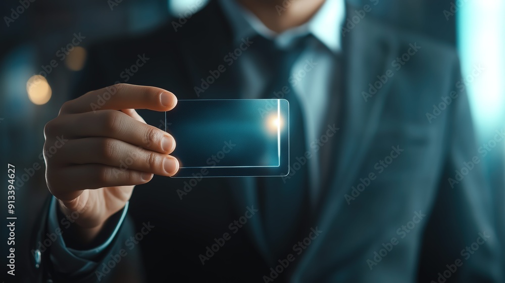 Digital identification or digital ID concept. Accessing databases by ...