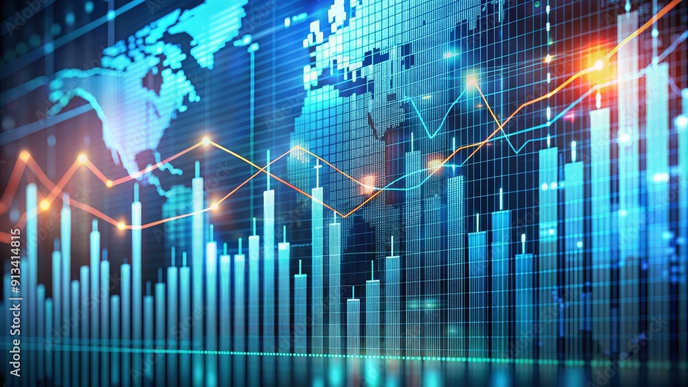 Financial chart with digital data representing economic situation ...