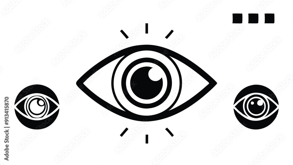 Illustration of an eye with a line through the middle. There are three ...