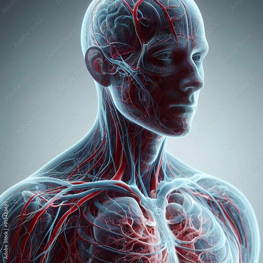 3D rendered illustration of human anatomy. Generative AI. Ilustração ...