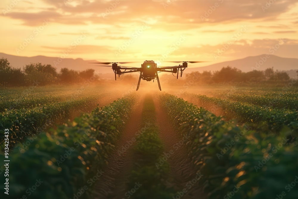 drones eye view of a futuristic farm rows of vibrant crops illuminated ...