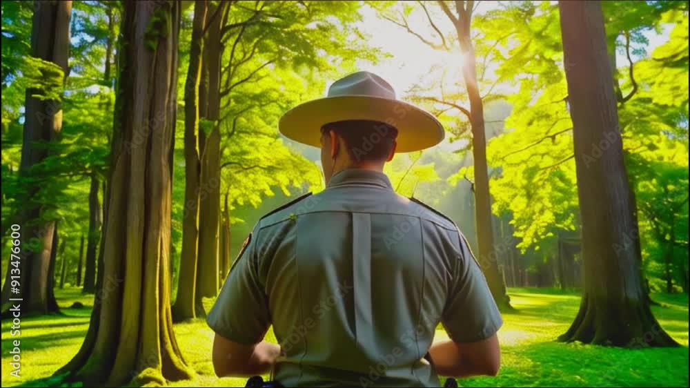 High-Resolution Photograph of Park Ranger in Traditional Uniform ...