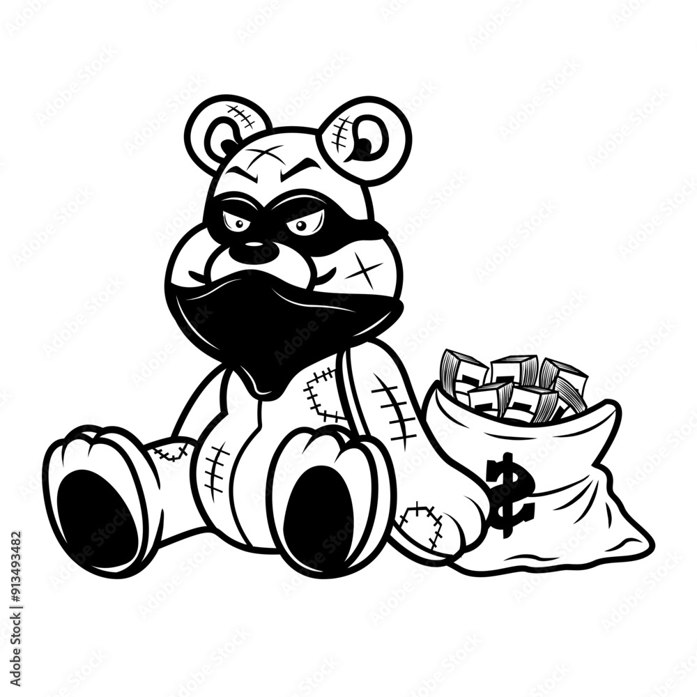Bandit Teddy | Teddy Money Bag | Teddy Thief | Gangster Teddy | Bear ...