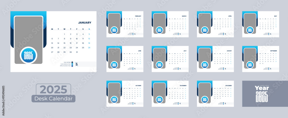 Desk calendar 2025, calendar design 2025, desk or office calendar ...