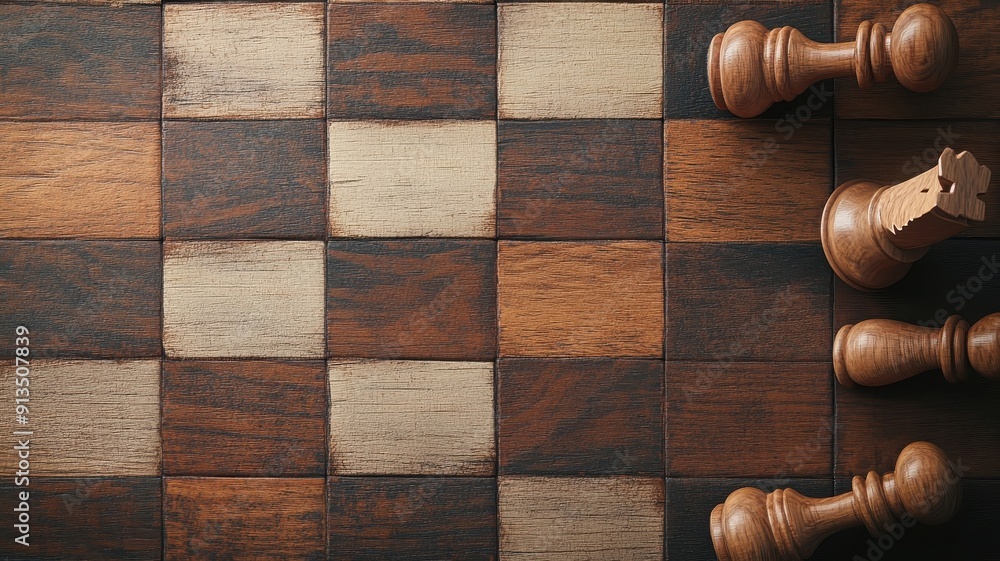 Vintage chessboard with opposing knights, evoking history and tradition ...