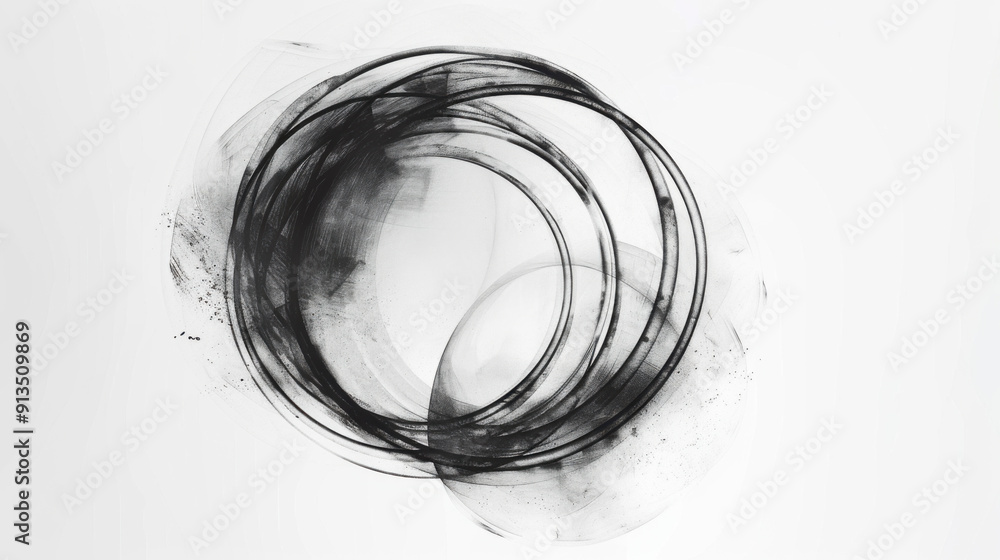 Ink drawing of two overlapping circles creating a large circle on a ...
