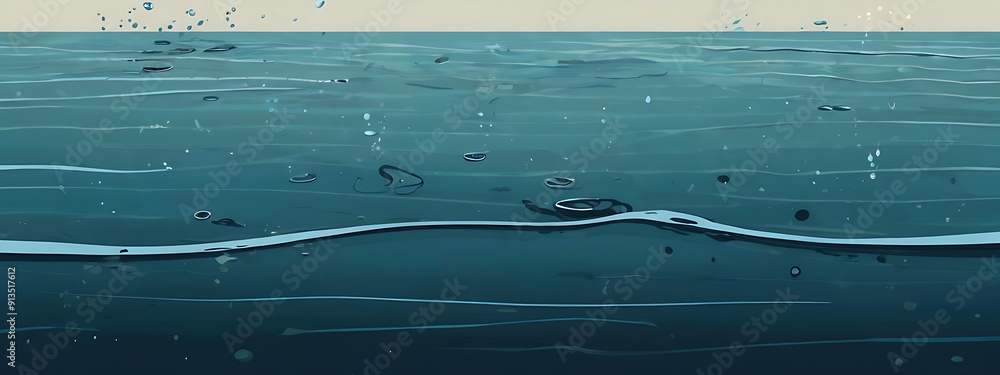 Vector Art of an Oil Spill in an Ocean with Contaminated Water and ...