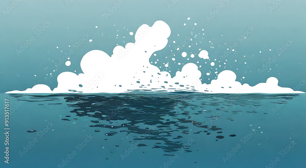 Vector Art of an Oil Spill in an Ocean with Contaminated Water and ...