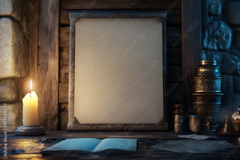 Fantasy Medieval Video Game Loading Screen Template with Aged Parchment ...