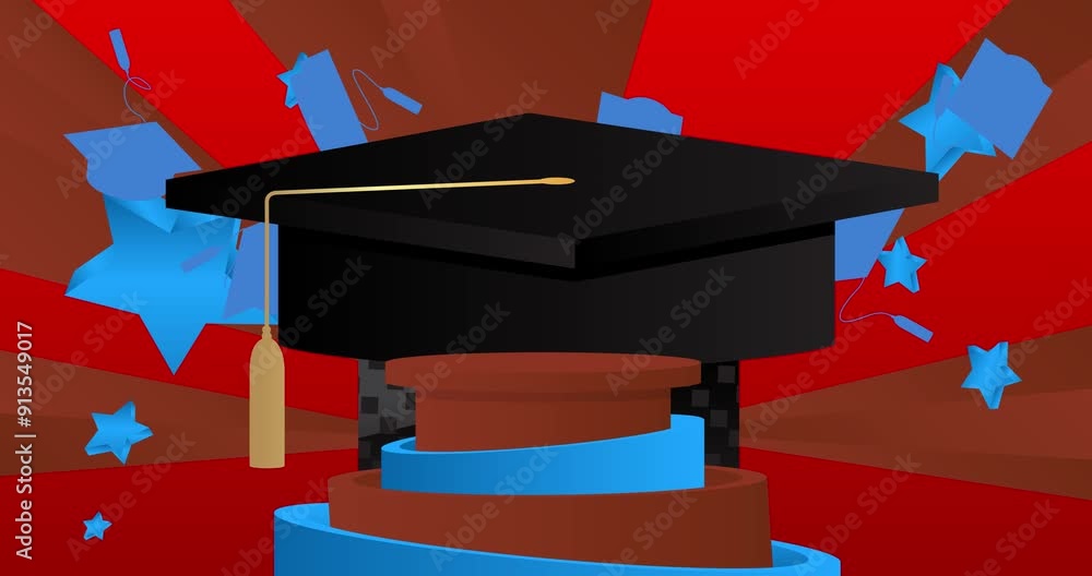 Mockup product display with Graduation Cap, mortar board. Animation ...