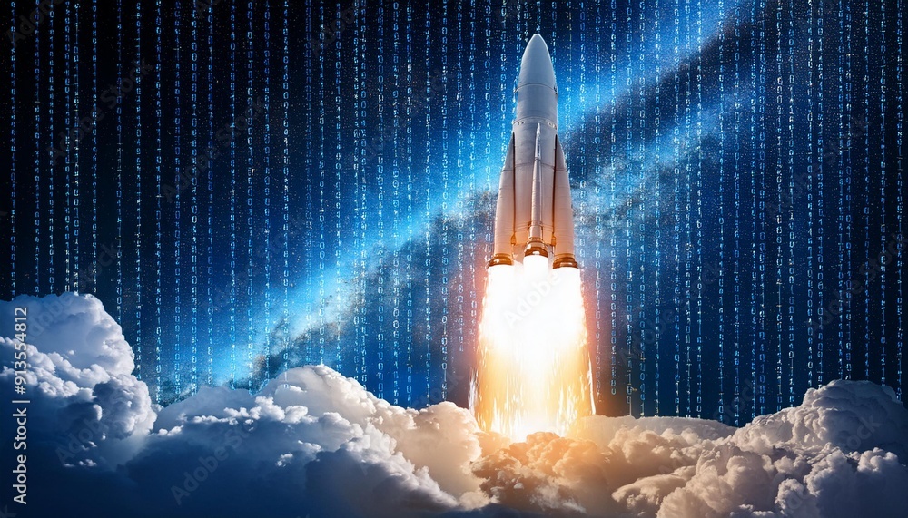 space launch, alien in space, spaceship and moon, oil refinery at night ...