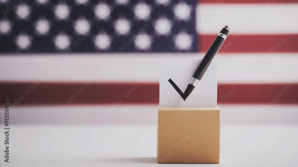 check box, American flag, pen, mark, vote, elections, tick, choice, USA ...