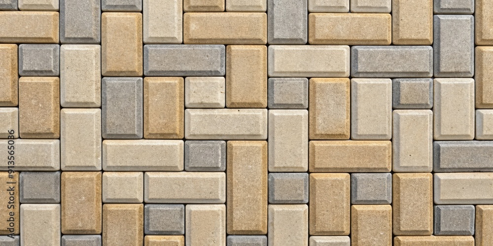 Interlocking block paving background in beige and grey colors ...