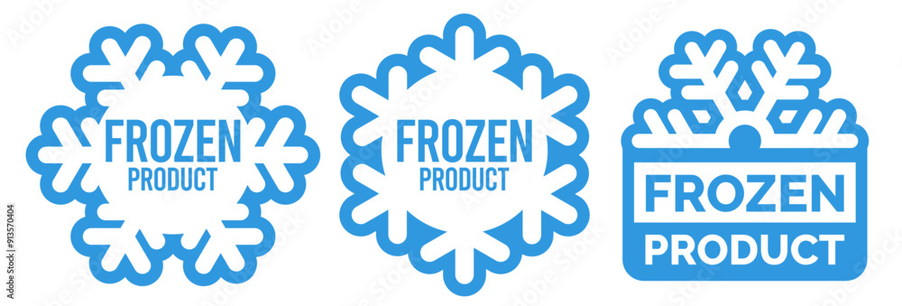 Frozen product food package label. Fresh frozen food product icon logo ...