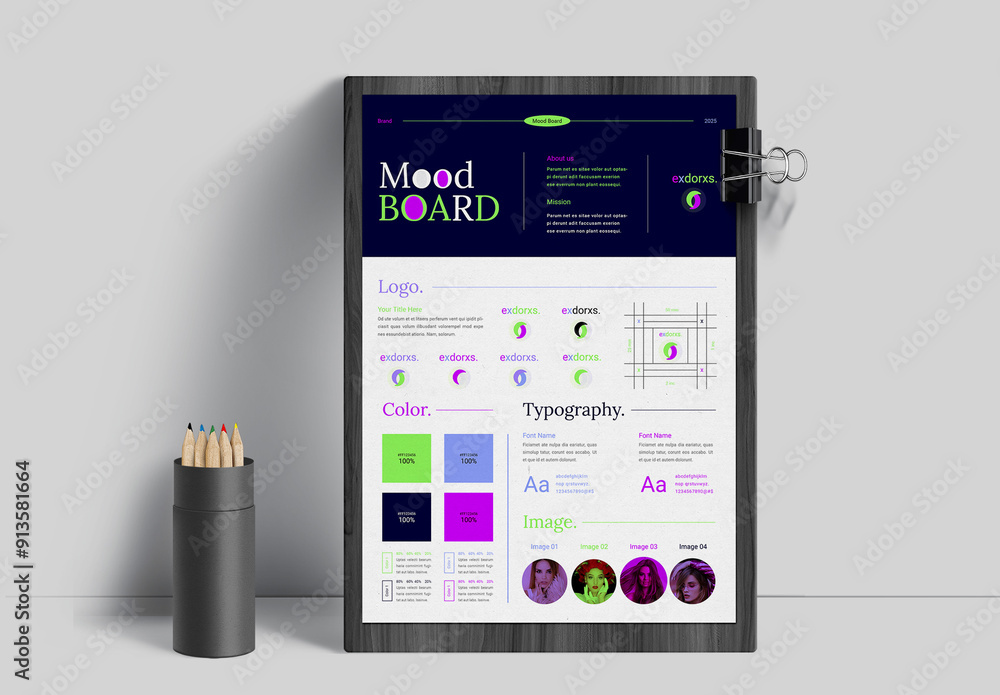 Brand Mood Board Kit Layout Stock Template | Adobe Stock