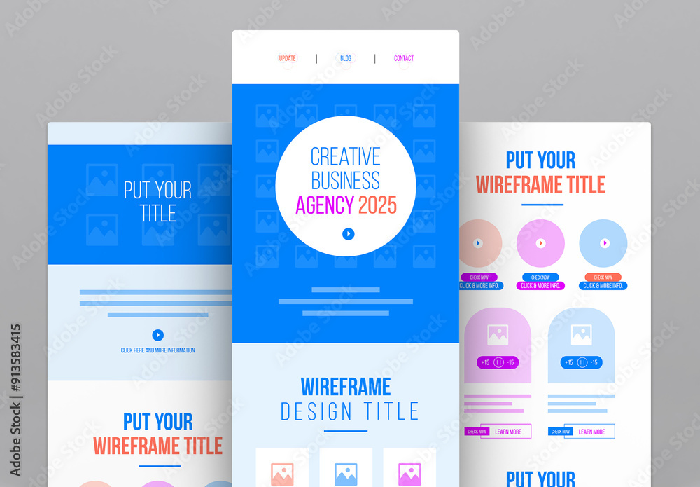 Website Wireframe Layout Kit Stock Template | Adobe Stock