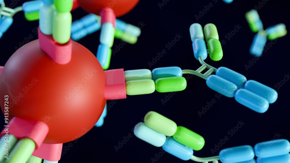 3d rendering of Antigen-antibody complexes, also known as immune ...
