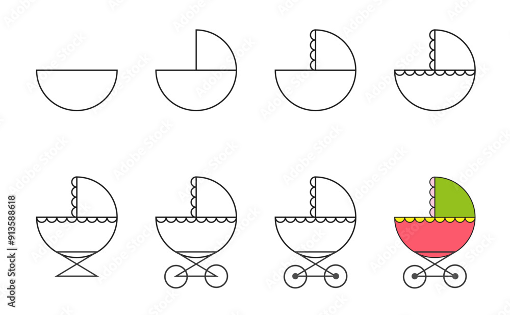 How to draw step by step? Worksheet easy guide to drawing cartoon baby ...