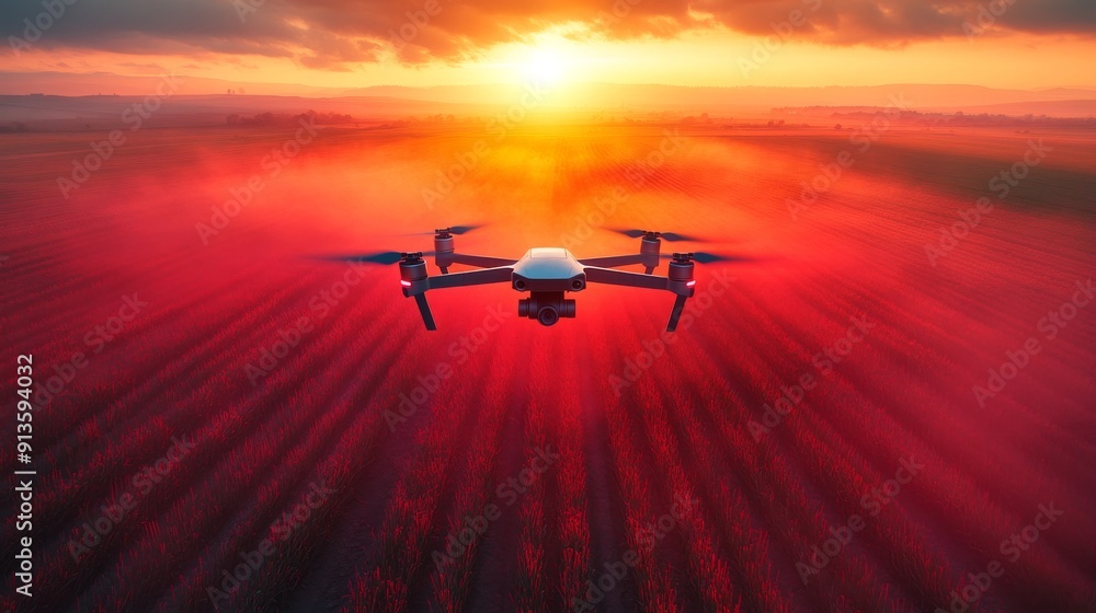 ภาพประกอบสต็อก Multispectral imaging drone, colorful crop health ...