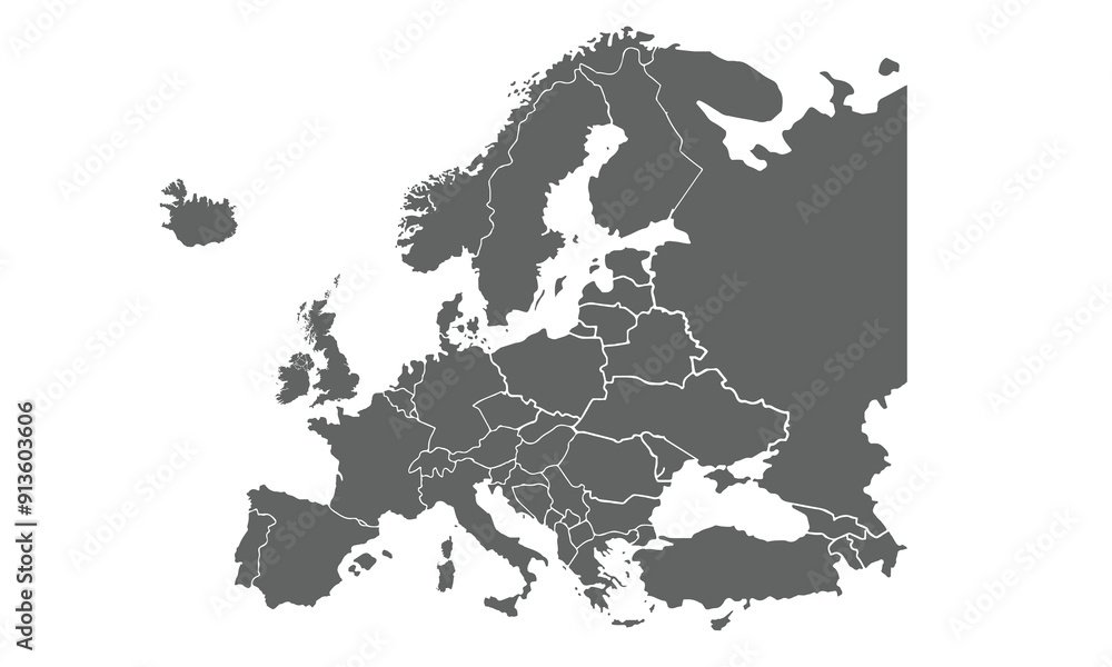 Political Europe map vector illustration isolated on white background ...