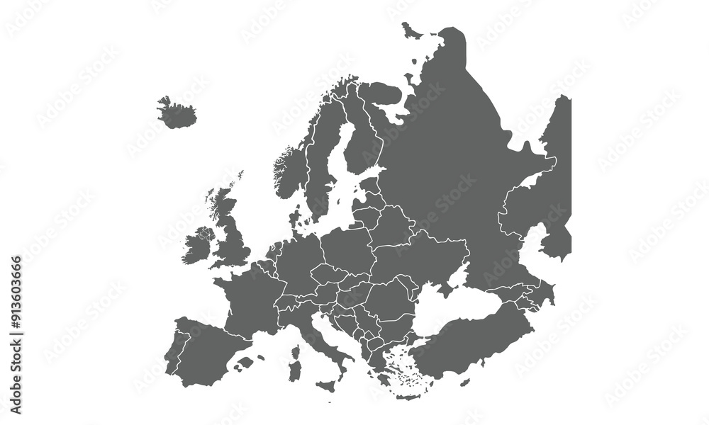Political Europe map vector illustration isolated on white background ...