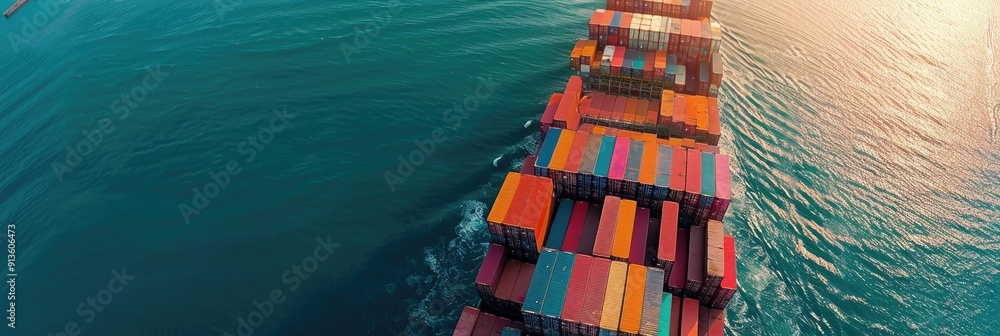 Container vessel fully loaded for import and export commercial cargo ...
