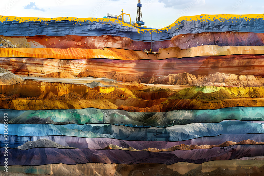 Spectacular Earth cross-section showcasing diverse geological layers ...