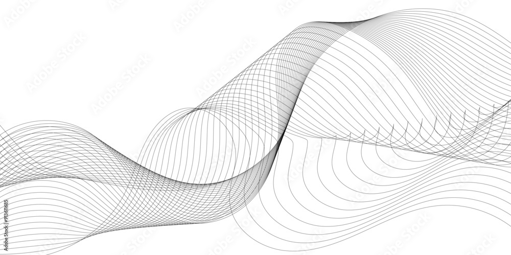 Abstract wavy white and grey curved lines on transparent background ...