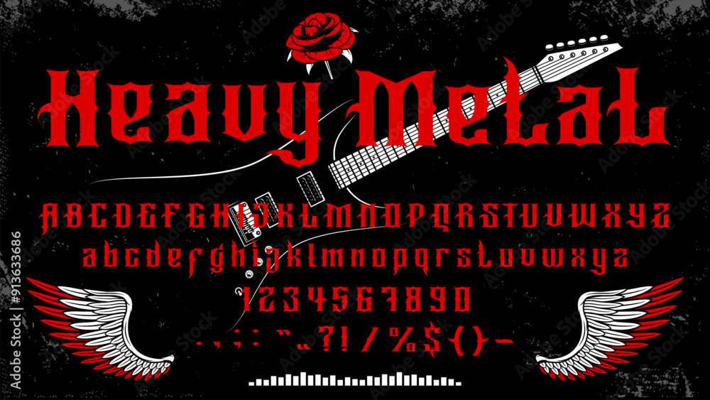 Devil font or demon typeface for Hard Rock music type or Heavy Metal ...