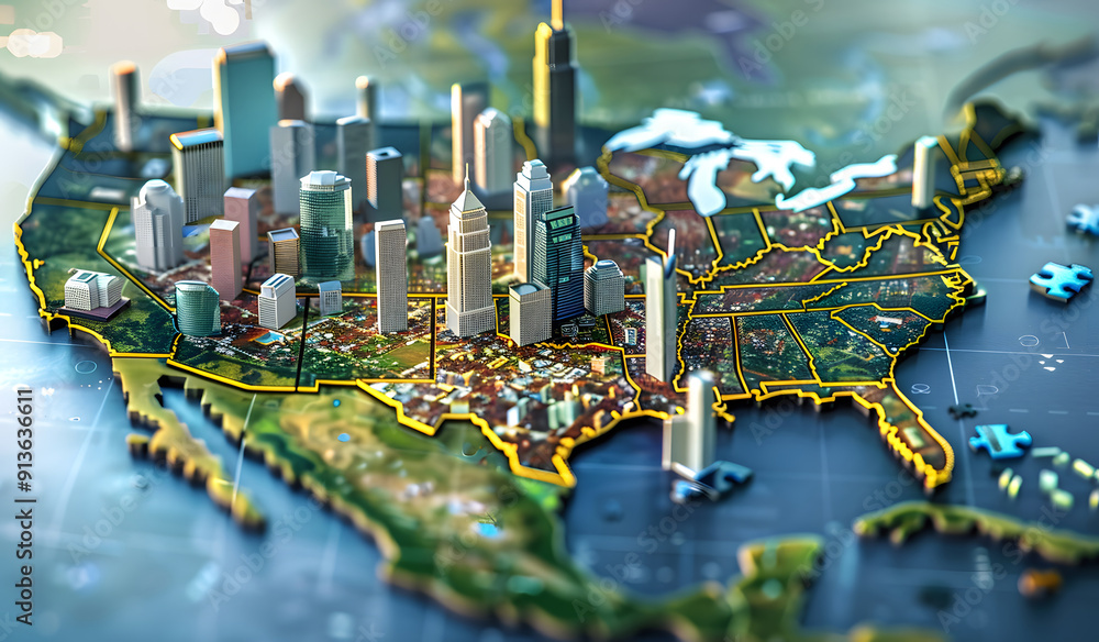 Education Technology in North America, map illustrating educational ...