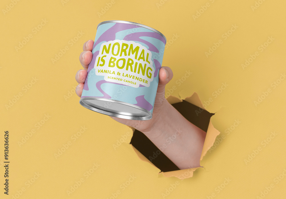 Product Packaging Can Label Mockup Stock Template | Adobe Stock