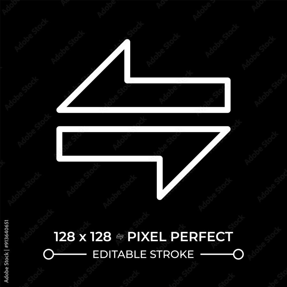 Swap arrow white linear icon for dark theme. Representing decision ...